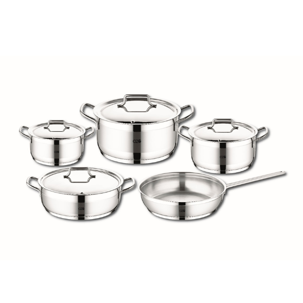 OMS Stainless Steel Cookware Set of 9 PCs (Steel Lids)